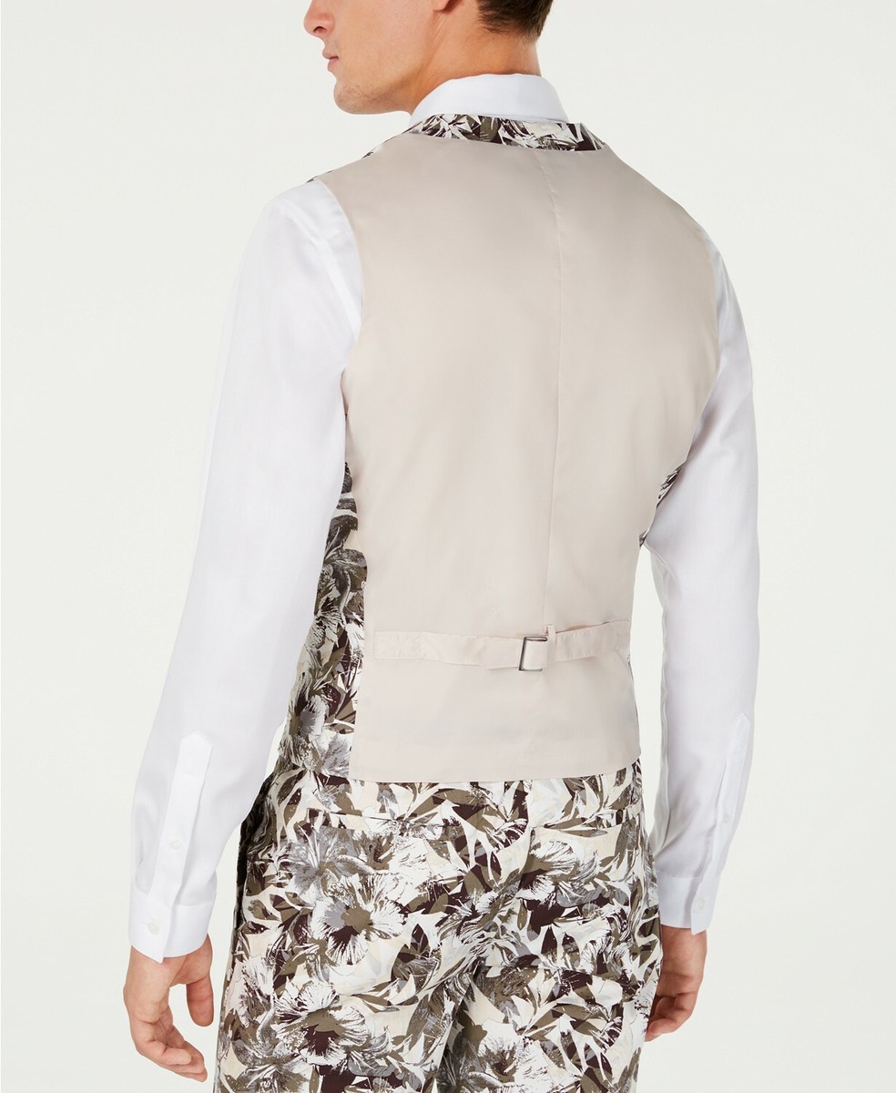New INC Men's Slim-Fit Botanical Vest XL Taupe Tone Comb New INC Men's Slim-Fit Botanical Vest XL Taupe Tone Comb