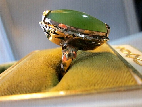 estate 18K Jade Ring in GORGEOUS handmade pierced setting | eBay