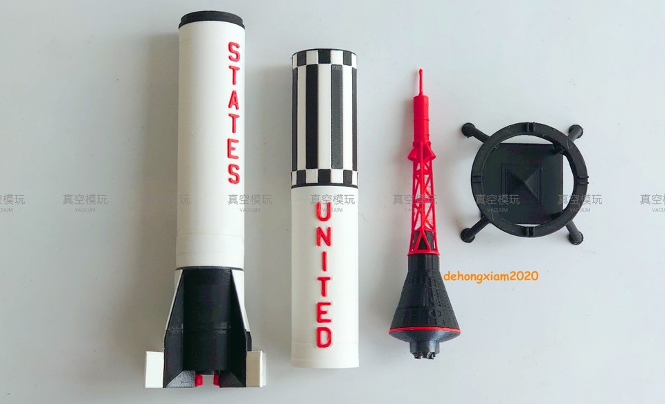 1/72 Scale Mercury-Redstone Carry Rocket Spacecraft Painted Model Toys ...