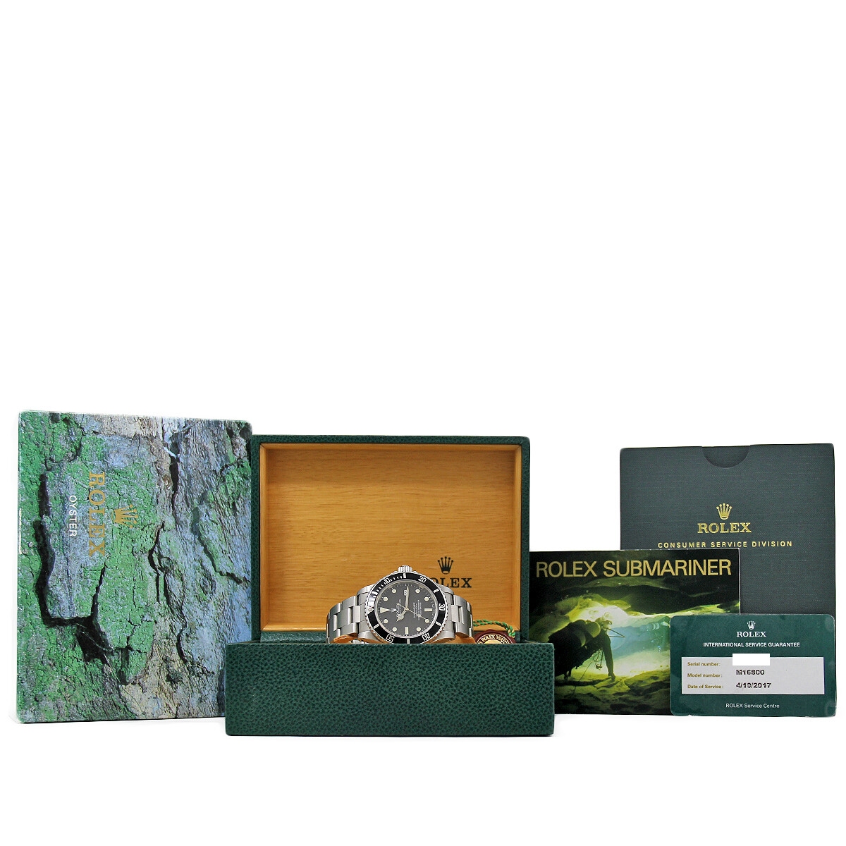 Rolex Submariner 16800 40mm Steel Black ROLEX SERVICE GURANTEE CARD ...