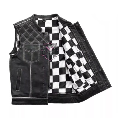 White Motorcycle Leather Vest – Touring Biker Street Motorbike Vests | eBay