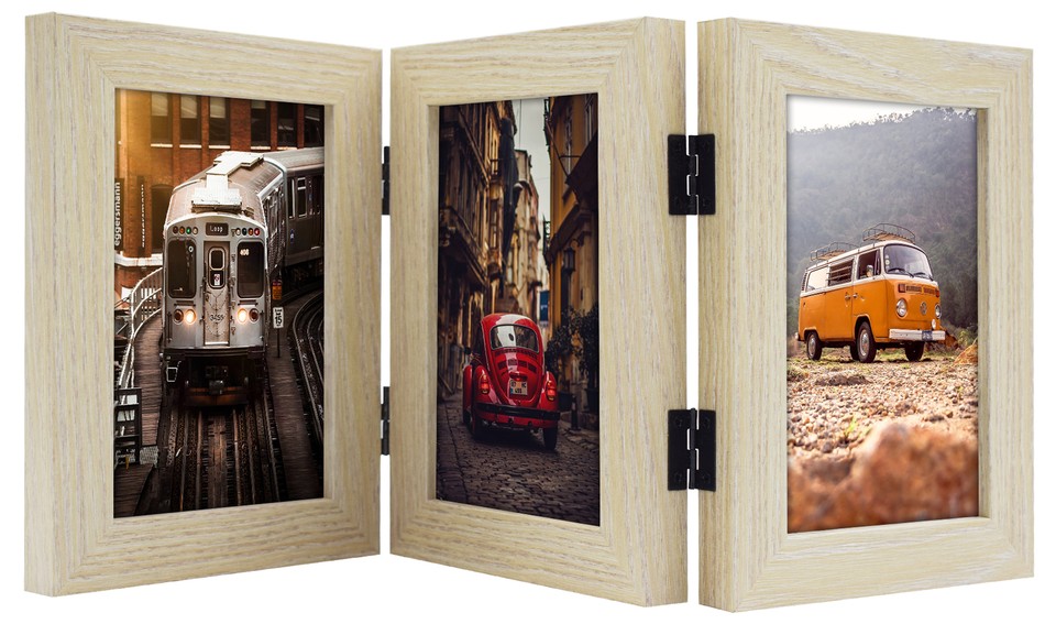 4x6 5x7 Triple Picture Frames Hinged 3 Photos Frame Collage Three ...