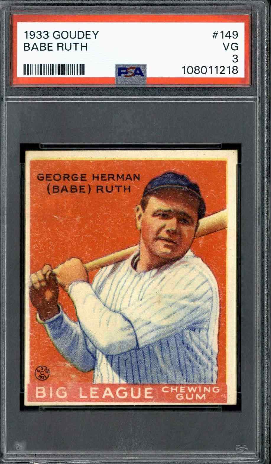1933 Goudey #149 Babe Ruth - PSA 3 | eBay