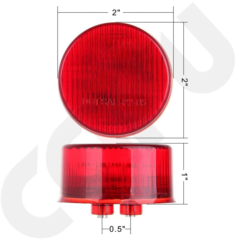 2x Round Red 9 LED For Pickup Truck Lorry Side Marker Light 2 inch 12V ...