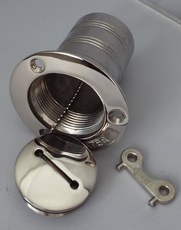 Stainless Steel Embossed 316 WATER Deck Filler 50mm Pipe Screw Cap Boat ...