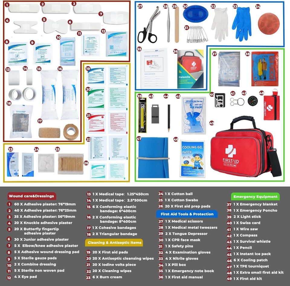 505 Piece Large First Aid Kit - Comprehensive Medical Kit for Home, Car, Trav... | eBay