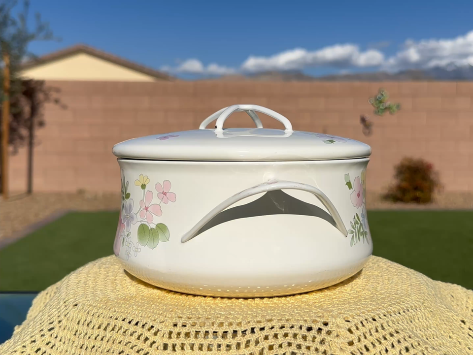Vintage Kobë Cookware Japan Courtney Floral Metal Enamelware Lid 2 Qt ...