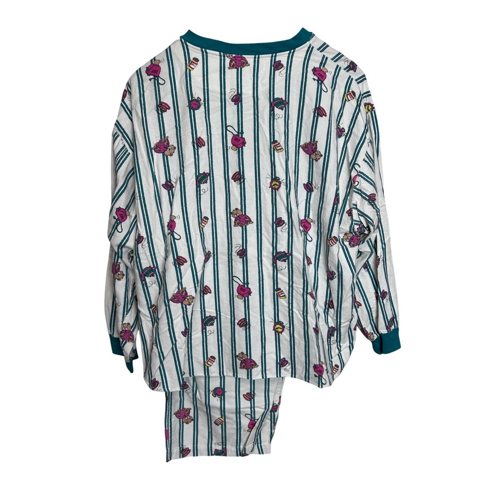 Vintage 80s Night Gear Sleepwear Women's Pajamas Set Striped Bear Print ...