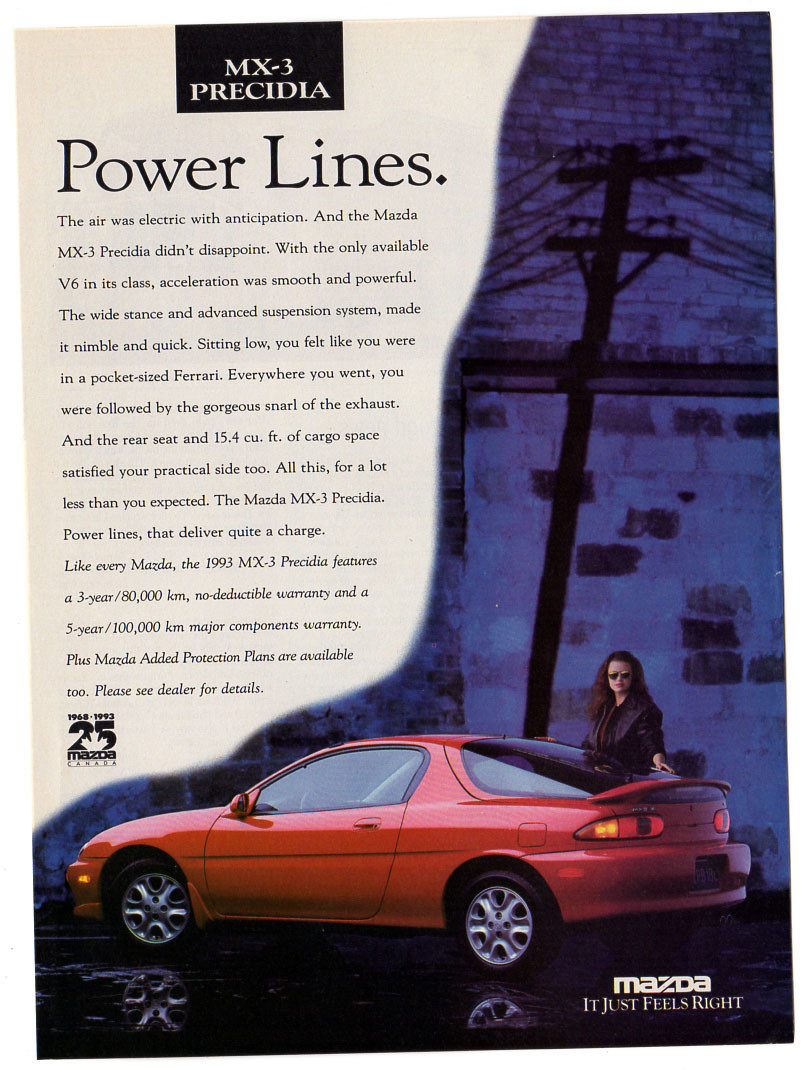 1993 MAZDA MX-3 Precidia Vintage Original Print AD - Red car photo ...