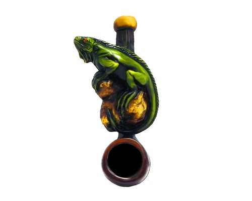 Iguana Lizard Handmade Tobacco Smoking Mini Hand Pipe Green Reptile ...