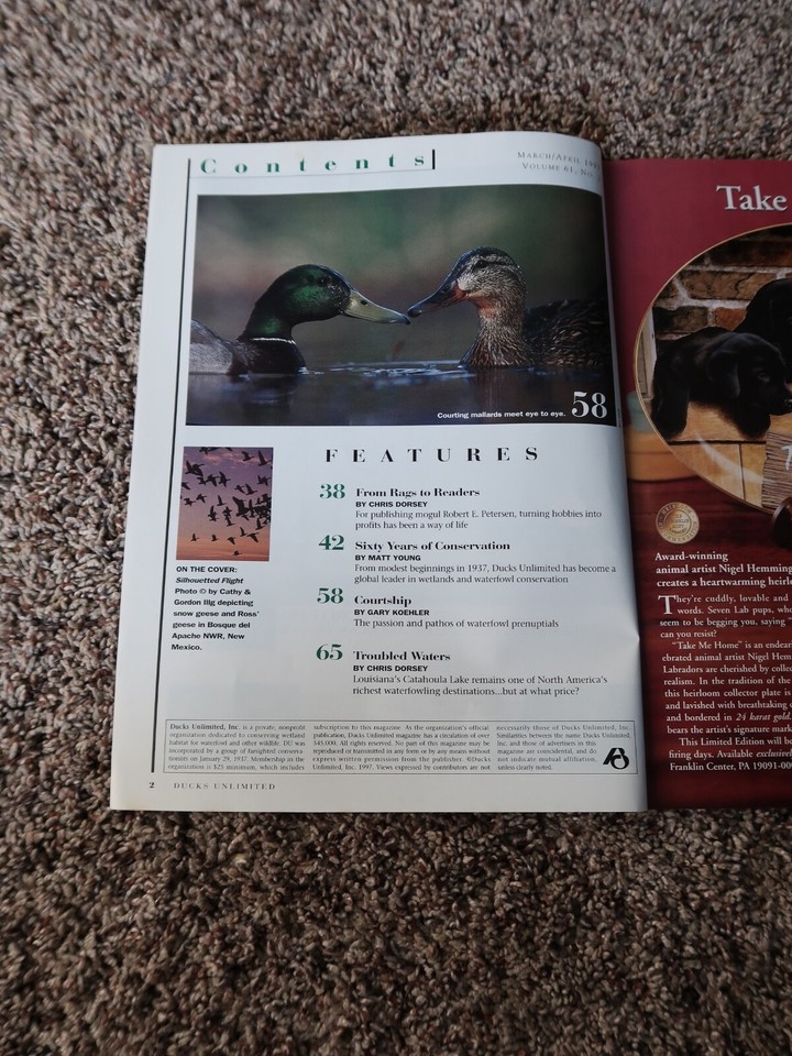📌 LOT of 3 vintage Ducks Unlimited bird hunting magazines mallards guns ...