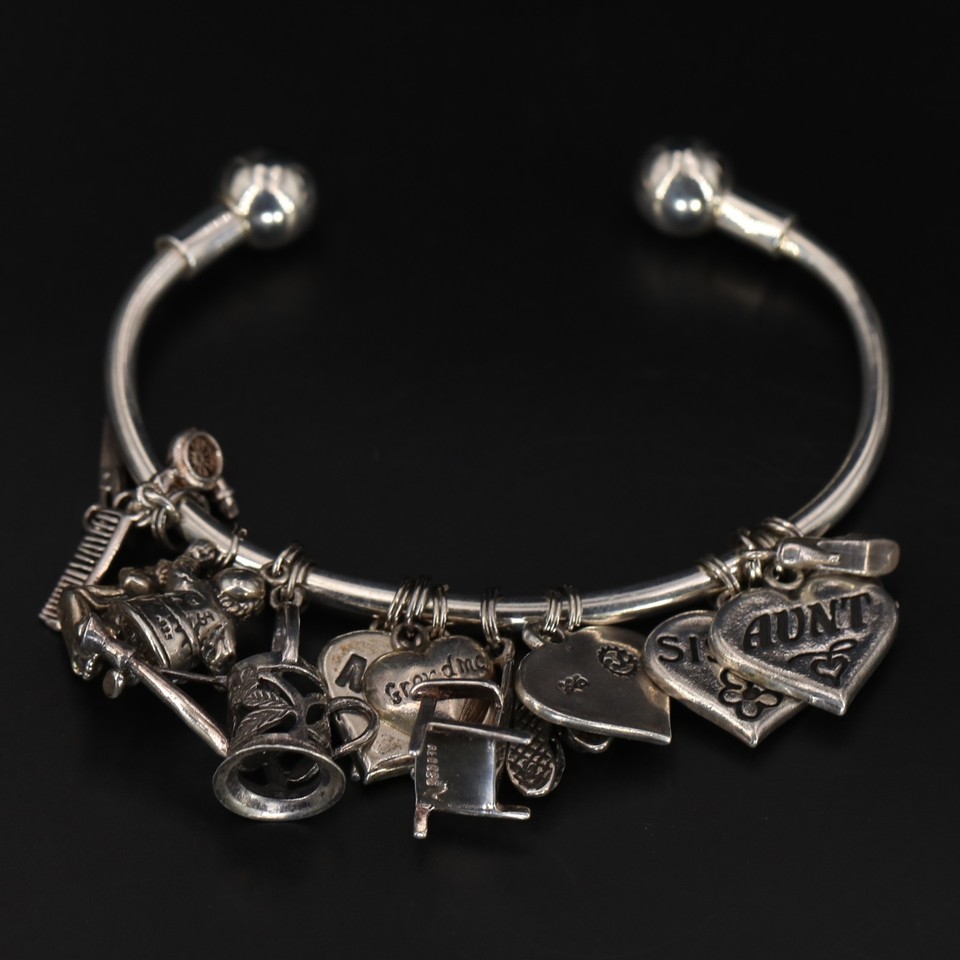 Sterling Silver - SJC SUNDANCER Heart Sister 6.5" Loader Charm Bracelet ...
