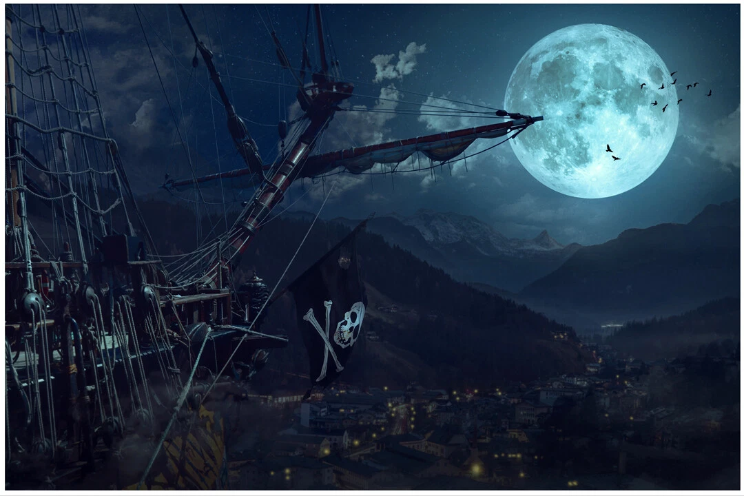 Ghost Pirate Ship Painting