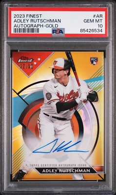2023 TOPPS FINEST ADLEY RUTSCHMAN RC TRUE GOLD REFRACTOR AUTO /50 PSA ...
