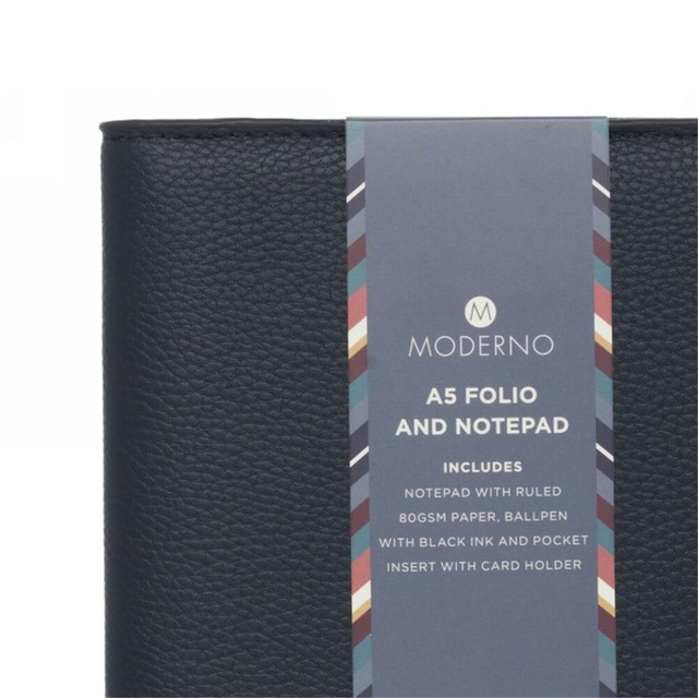 WHSmith Moderno Navy A5 Folio and Notepad Case Bound With Ballpoint Pen ...