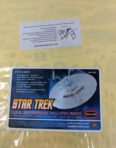 Polar Lights 1/350 USS Enterprise NCC-1701 Refit Aztec Decal Sheets | eBay