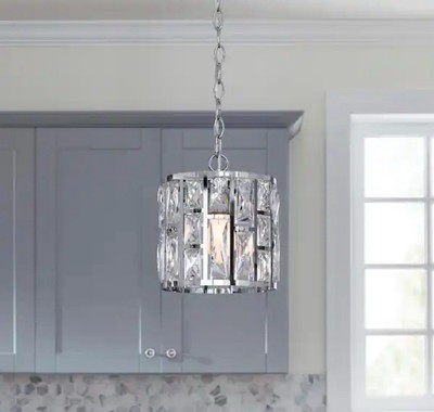 Home Decorators Kristella 1-Light Chrome Crystal Pendant Light | eBay