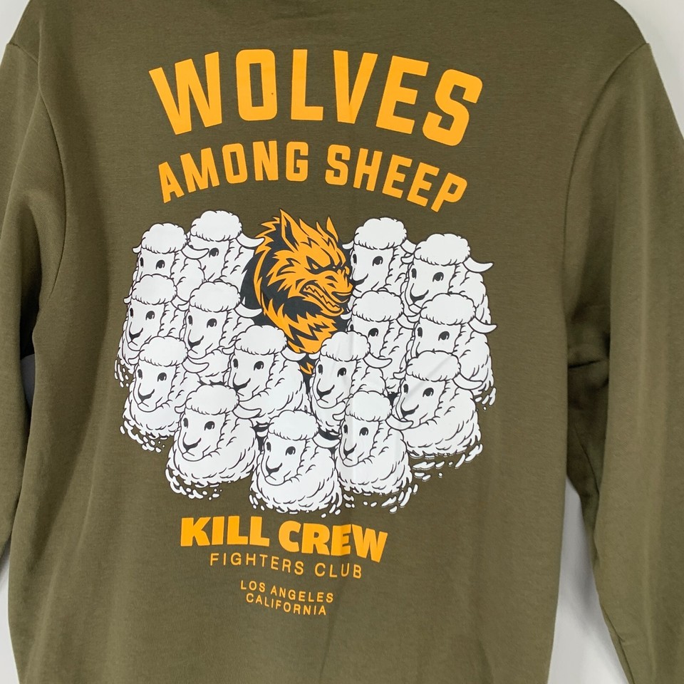 Kill Crew Men Sweater S Green Kill Crew Hoodie Casual Wolves Among ...