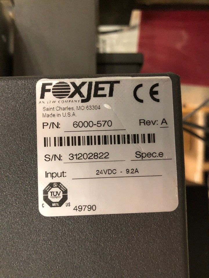 Foxjet 6000-570 Spec.e Horizontal Print and Apply Label Applicator Sato ...