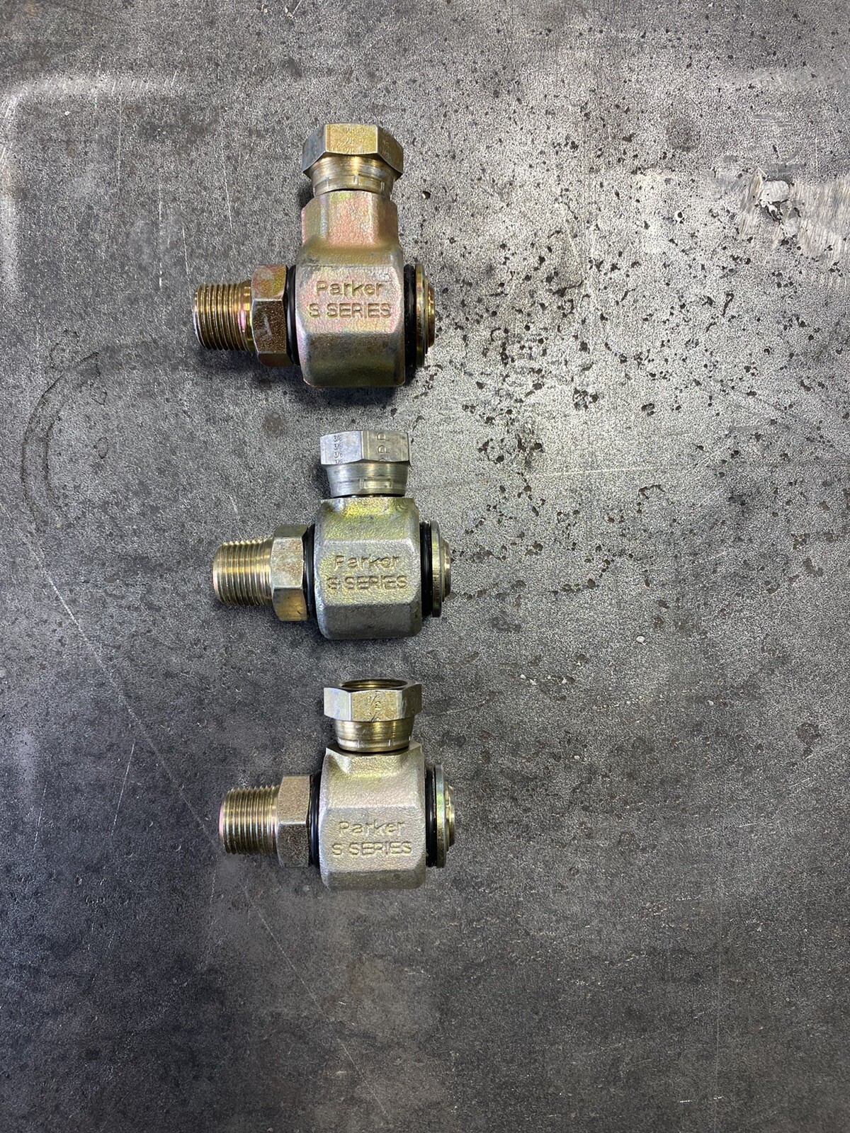 Lot Of 3 Parker S-Series Swivel Fitting 90° Elbow 3/8 Male NPT X 3/8 ...
