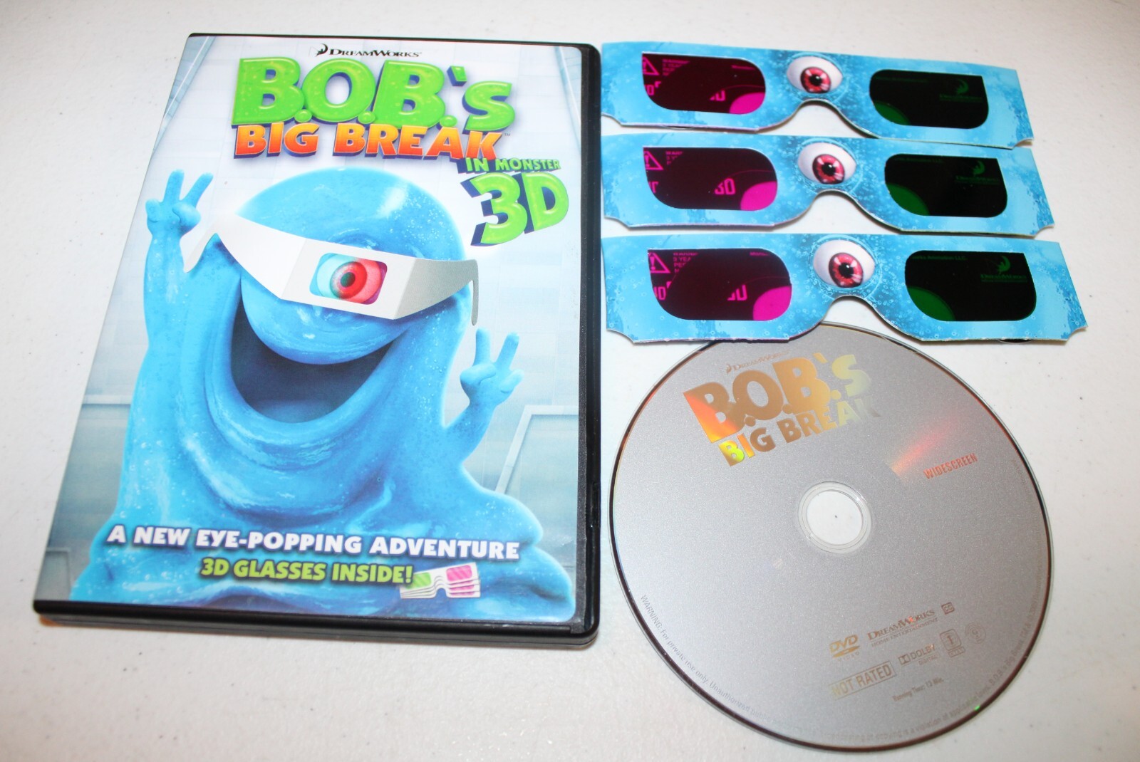 B.O.B.s Big Break in Monster 3D (DVD 2011, Includes 3D Glasses) Seth ...