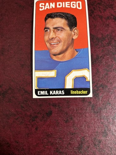 1965 Topps Football #162 Emil Karas San Diego Chargers No Cr Centered ...