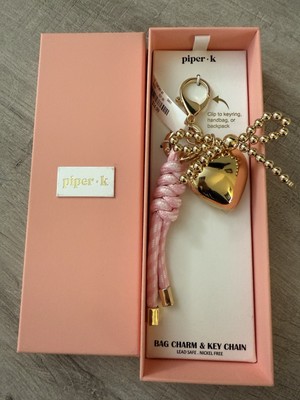 Piper K Bag Charm & Keychain RARE Pink Bow Heart | eBay