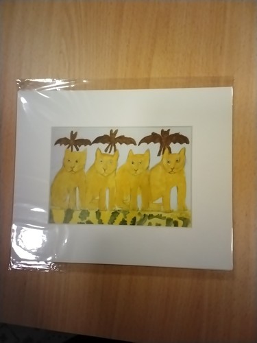 Max Raffler Yellow Cats with Bats Art Print | eBay