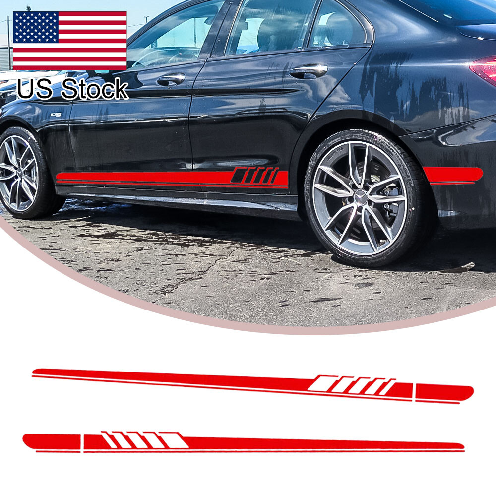 For Mercedes-Benz 2x Red Vinyl Decal Car Side Skirt Sport Racing ...