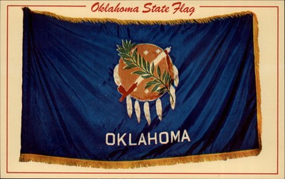 Oklahoma state flag Osage warrior's buckskin shield ~ postcard sku743 ...