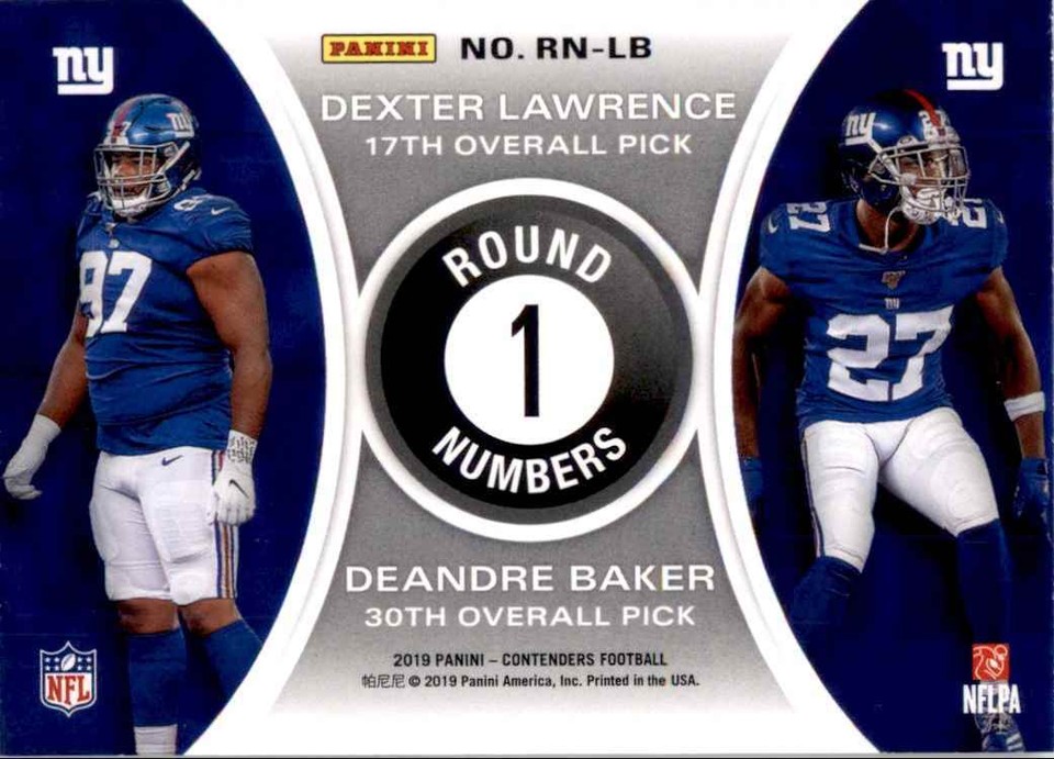 2019 Contenders Round Numbers Dexter Lawrence Deandre Baker Rookie New ...