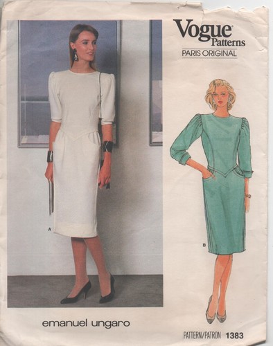 Vogue 1383 Misses Emanuel Ungaro Paris Original Fitted Straight Dress ...