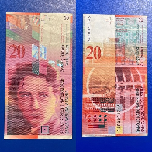 🇨🇭20 Swiss Francs Paper CHF 1994 Switzerland P-68a.1 Prefix F Legal ...