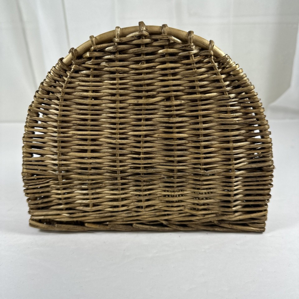 Woven Wicker Napkin Holder Retro Vintage Rooster Plaid Quilted Pad Lace ...