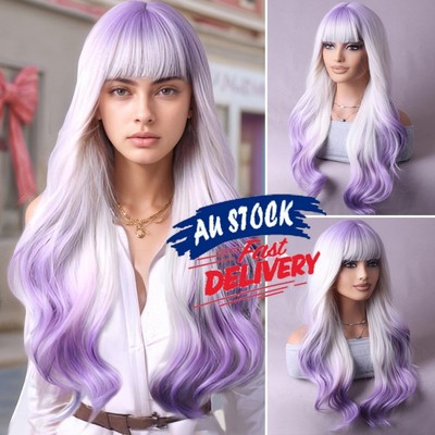 Gradient Synthetic Full Wavy Hair Wigs Natural Looking Breathable Wigs ...