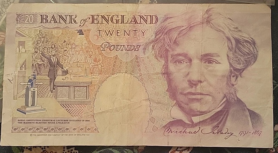 Bank of England 20 Pounds Note MICHAEL FARADAY ON REVERSE SERIAL C54 ...