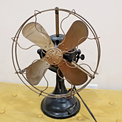 Antique 1901 GE General Electric 3 Speed 4 Brass Blade Kidney Fan ...