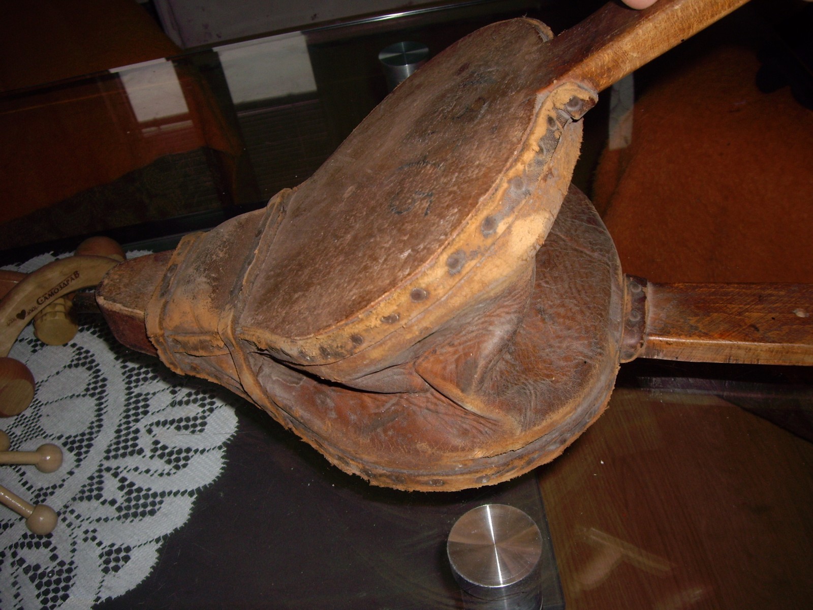 An old blower for a fire.Fireplace Hand blower.Handmade.Produced in ...