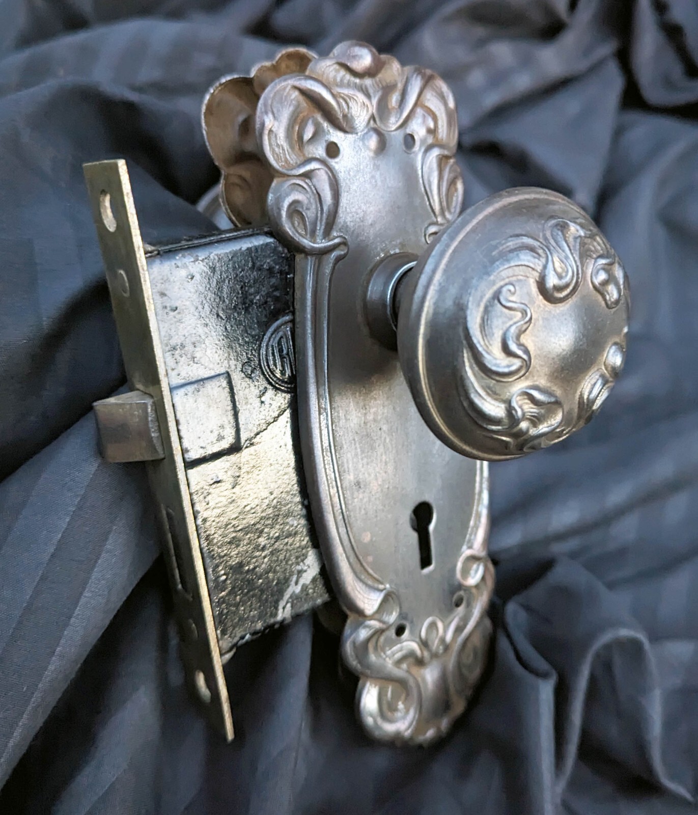 10 avail Antique Vintage Old Art Nouveau Interior Door Lockset Knob ...