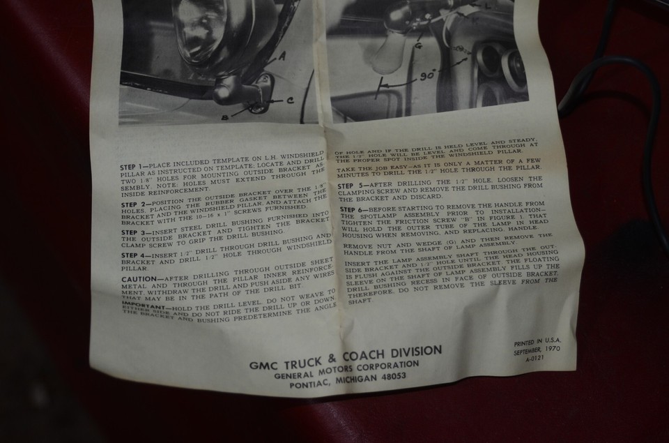 NOS 1966-74 Chevy GMC Truck Unity S6 Chrome Post Mount Spotlight Lamp ...