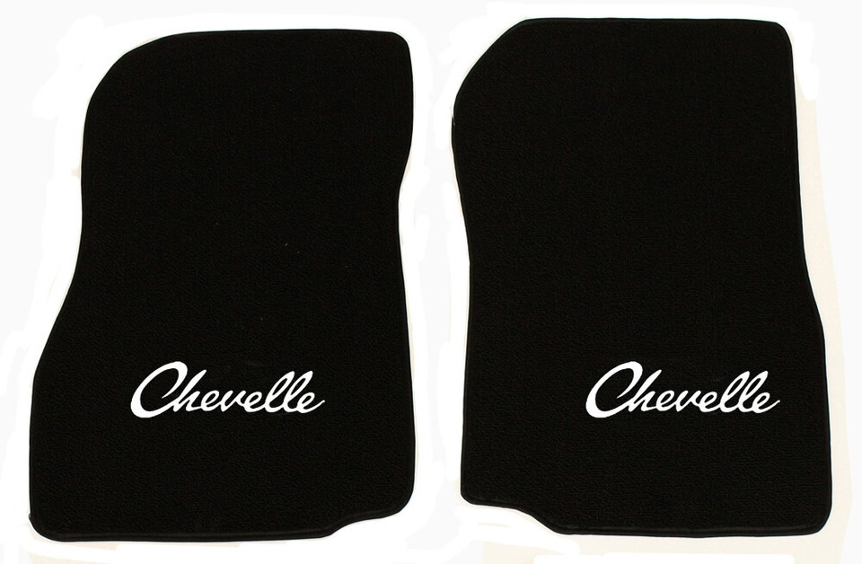 NEW! 1966 - 1967 CHEVELLE Floor Mats Black Carpet Embroidered Silver ...