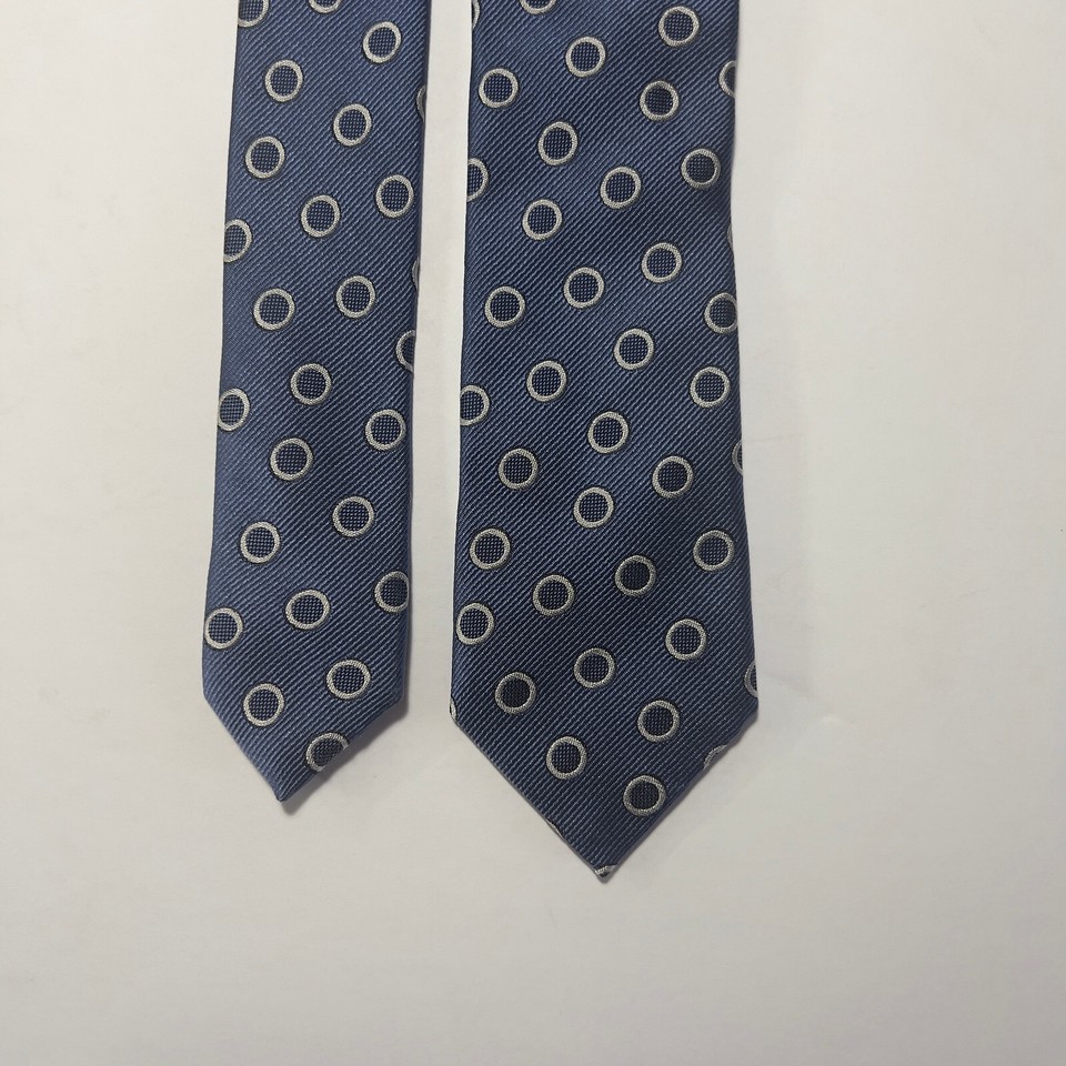 Hugo Boss Tie Men's Blue Oval Shapes 100% Silk Necktie Handmade In ...