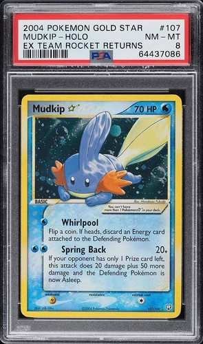 Pokemon Mudkip Gold Star 107/109 PSA 8 EX Team Rocket Returns Holo Rare ...
