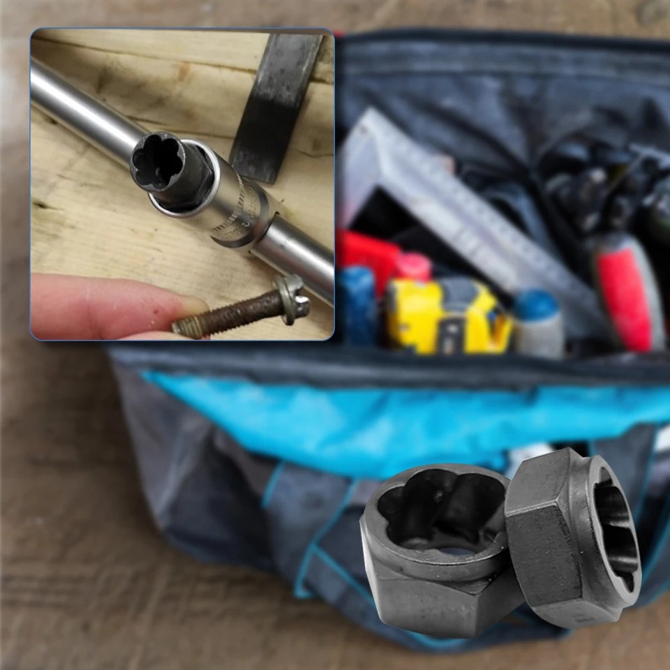10PCS Bolt Nut Extractor Set Broken Screw Remover Tool Kit Anti-Slip ...