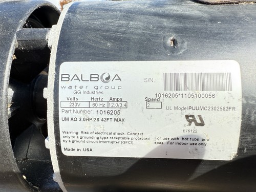 Balboa Water Group 3HP 2-Speed Spa Pump 1016205 PUUMC230258FR 230V For ...