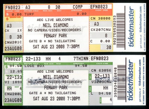 2005 2008 Neil Diamond Fenway Park And TD Garden Boston 3 Concert ...