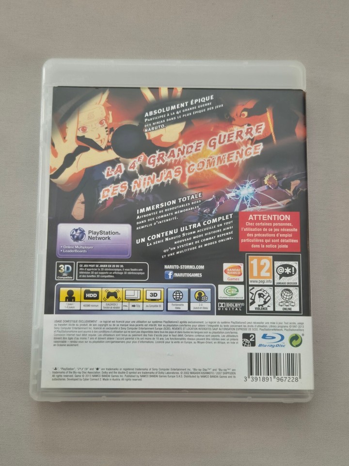 Sony PlayStation 3 Naruto Ultimate Ninja Storm 3 Game with Manual PS3 ...
