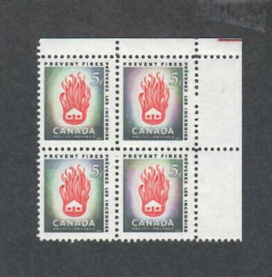 1956 Canada Set of 4- 5c in Window Stamp Card Prevent Fires R.U. Block ...