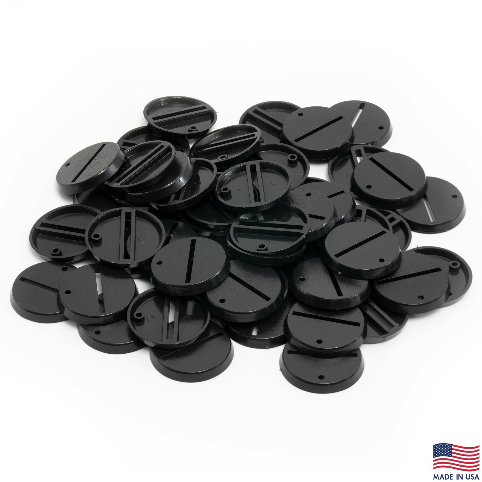 Pack of 50, 32 mm Plastic Round Slot Bases Miniature Wargames Table Top ...