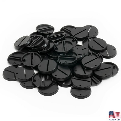 Pack of 50, 32 mm Plastic Round Slot Bases Miniature Wargames Table Top ...